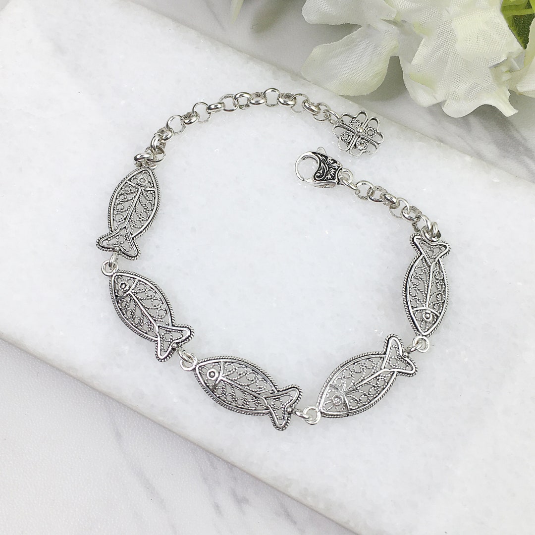 Silver Fish Bracelet, Handmade 925 Sterling Silver Filigree Artisan ...