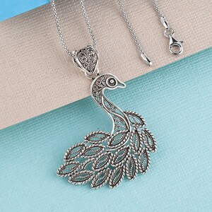 Swan Pendant, 925 Sterling Silver Swan Pendant and Silver Chain ...