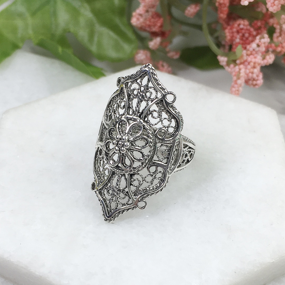 Handmade Silver Ring, 925 Sterling Silver Handmade Ornate Artisan ...