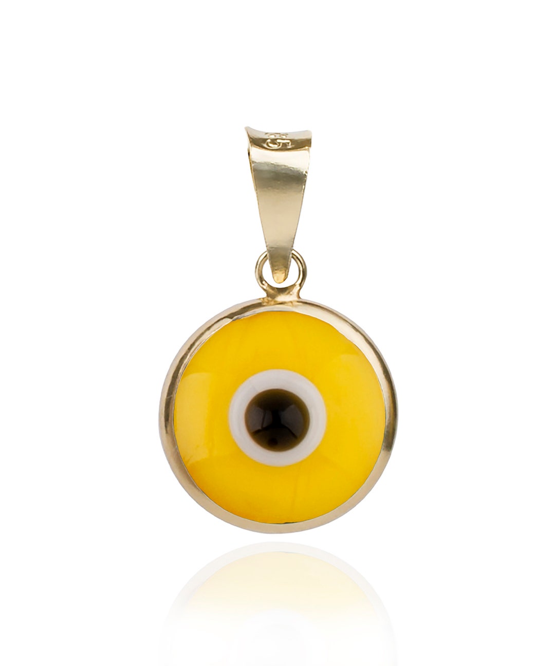 14k Solid Gold Evil Eye Charm Pendant,gold Evil Eye Good Luck ...
