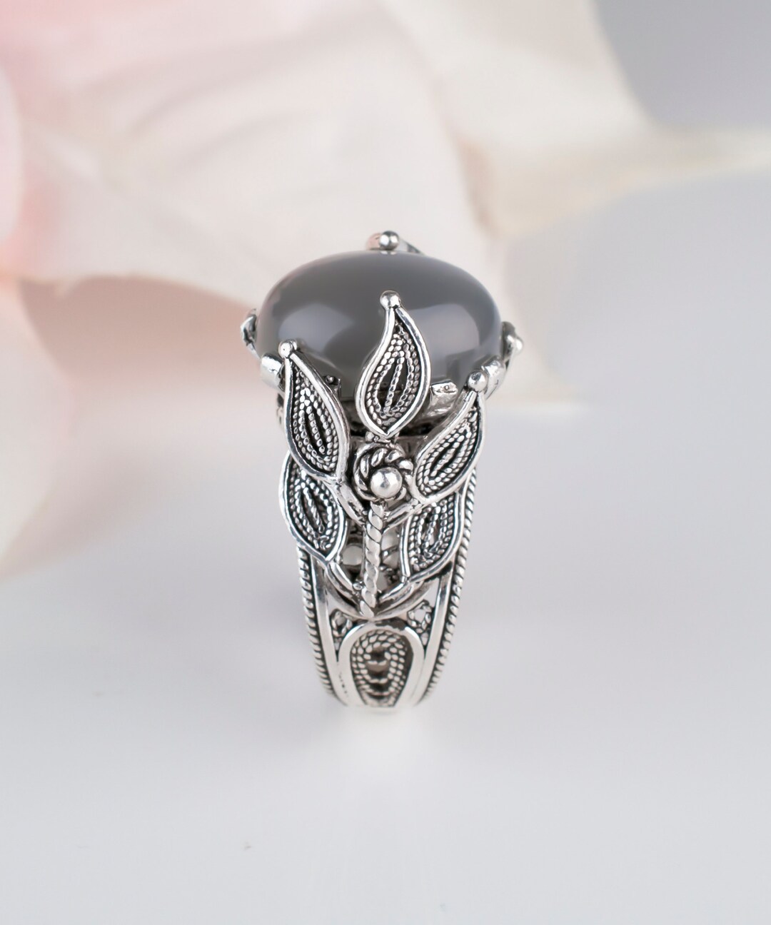 Genuine Gray Moonstone Silver Ring, 925 Sterling Silver Natural ...