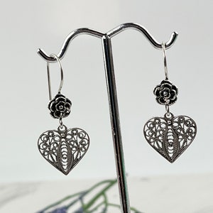 Silver Heart Earring Necklace Set 925 Sterling Heart Shape Pendant ...