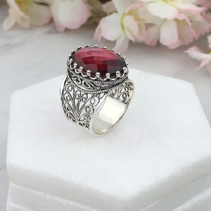 Ruby Filigree Ring - Etsy
