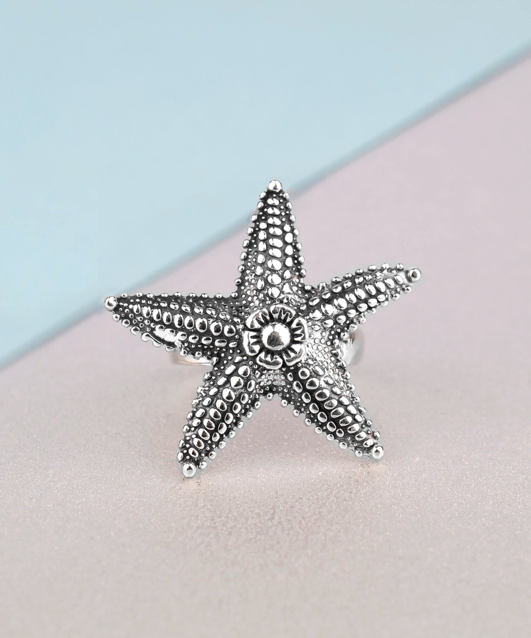925 Sterling Silver Starfish Ring, Silver Bold Starfish Ring Sea Animal ...