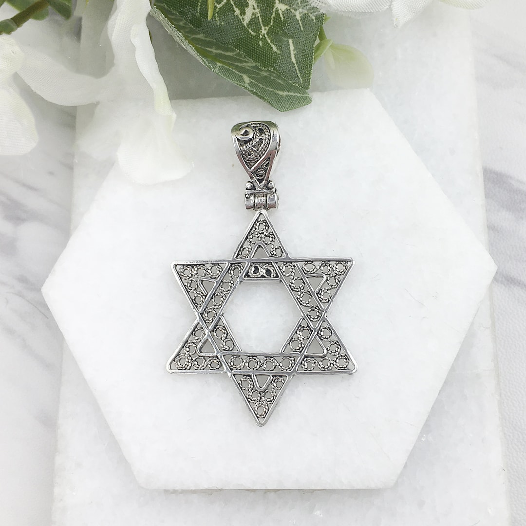 Silver Star of David Pendant, Handmade Solid 925 Sterling Silver ...