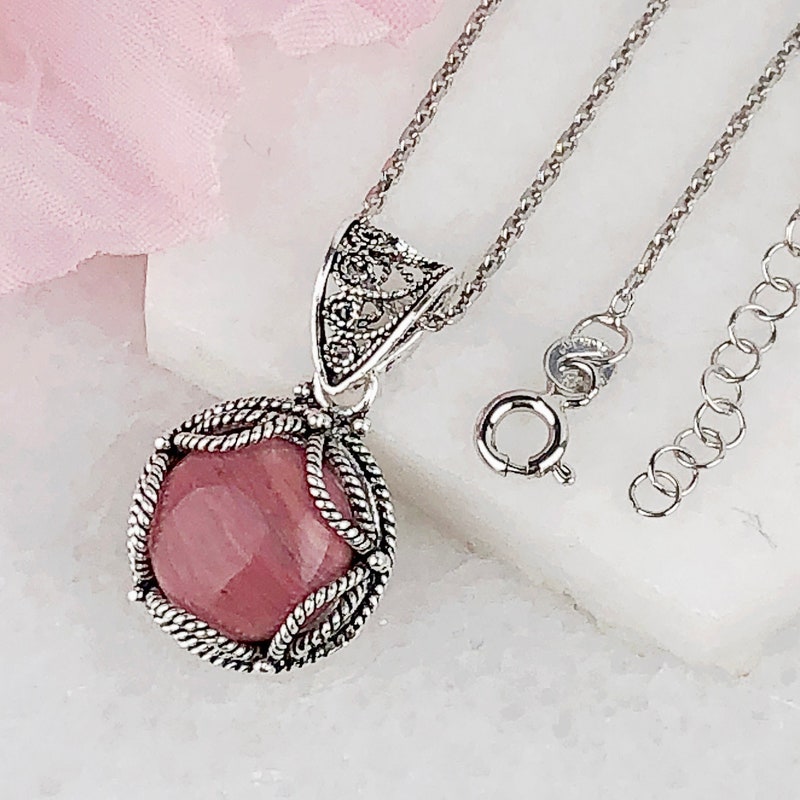 Pink Stone Pendant - Etsy