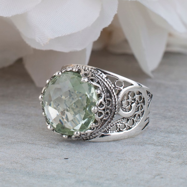 Prasiolite Ring - Etsy