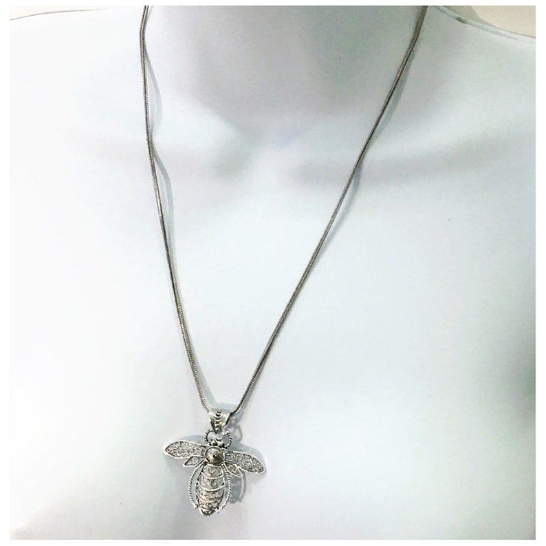 Silver Bumble Bee Pendant Necklace 925 Sterling Handmade - Etsy