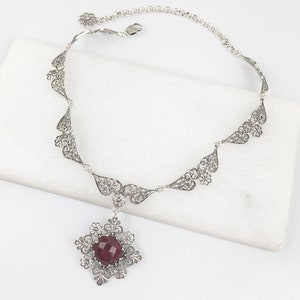 Ruby Silver Choker Necklace,sterling Silver Natural Red Ruby Gemstone ...