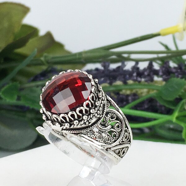 Ruby Filigree Ring - Etsy