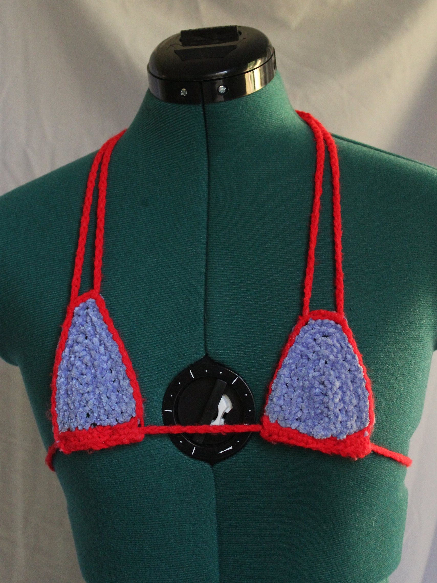 Blue and Red Crochet Micro Bikini - Etsy