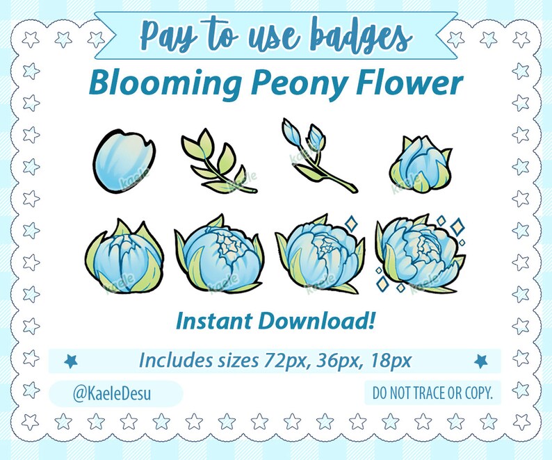 Blue Flower Twitch Sub Badge Cute Bit Cheer Badges - Etsy