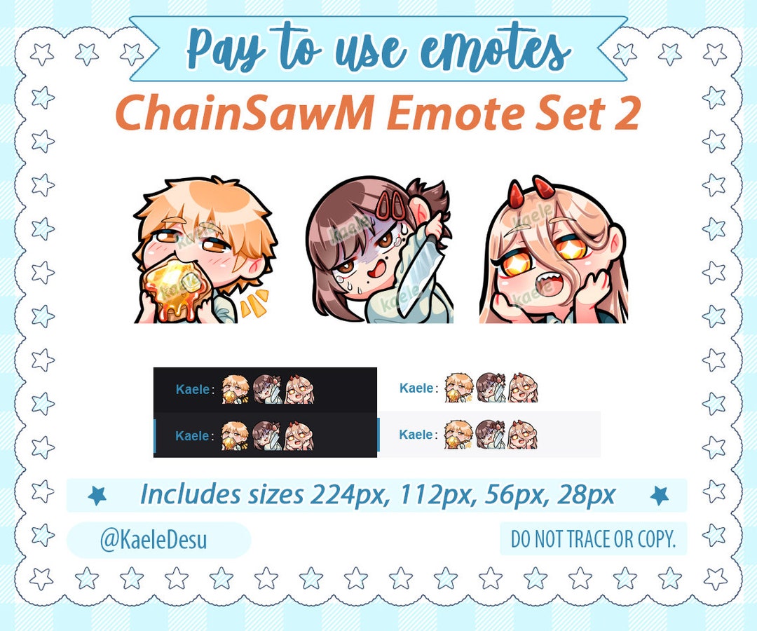 Emotes for Streamer, CSM Emote Set Denji, Power and Kobeni, P2U Emotes ...
