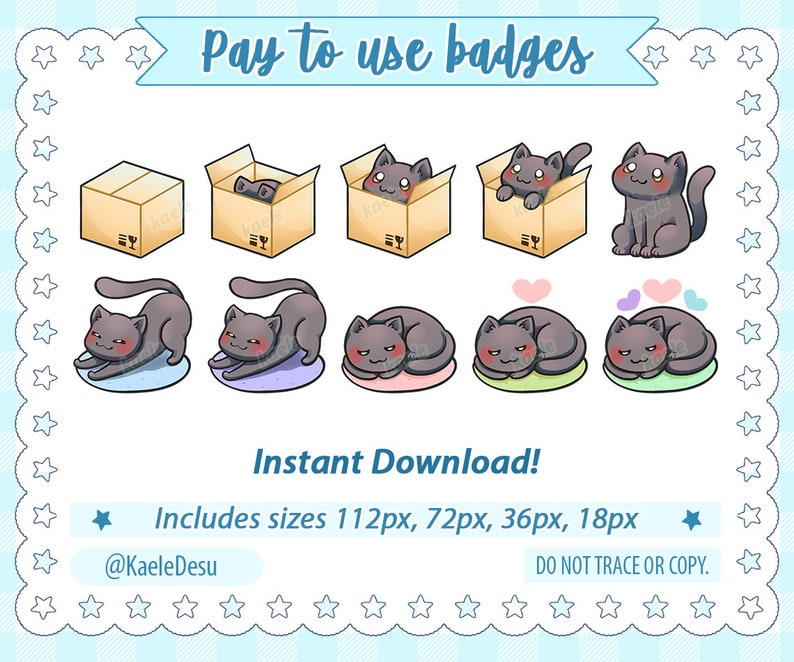 Black Cat Twitch Badges Grey Cat Bit Badges Stream Sub Cat Sub Badges ...