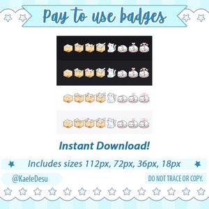 White Cat Twitch Badges | Bit Badges | Stream Sub | Cat Sub Badges ...