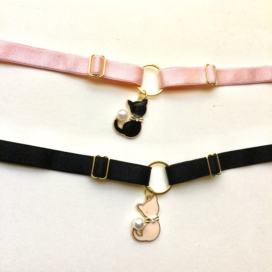 Kitten Nicco Choker Black or Pink Ready to Ship Handmade - Etsy