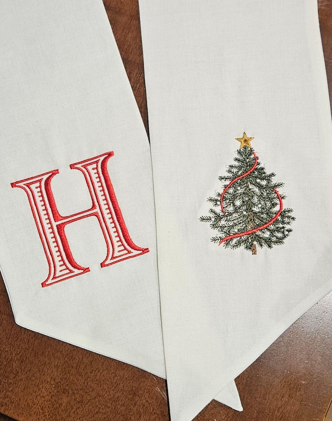 Christmas Wreath Sash: Monogram & Tree Design, Door Decor - Etsy