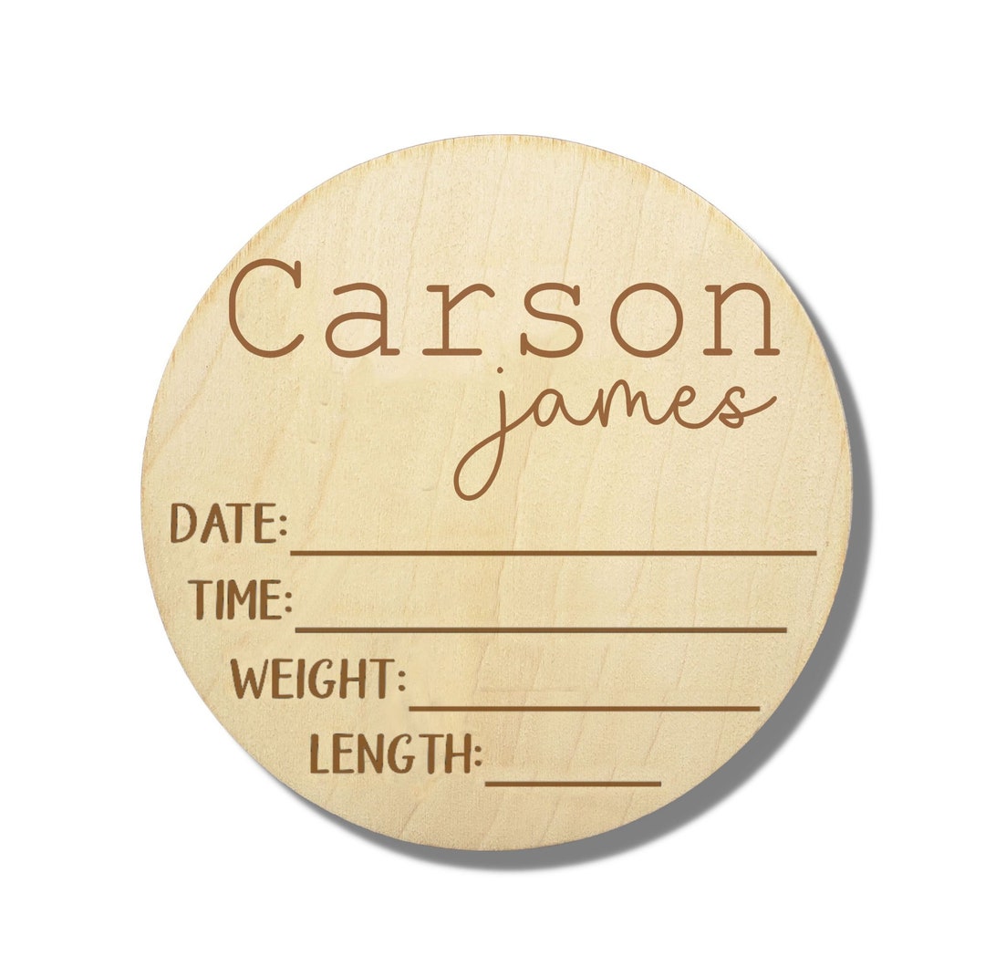 Baby Birth Stat Sign, Baby Name Announcement Wood Round, Baby Milestone ...