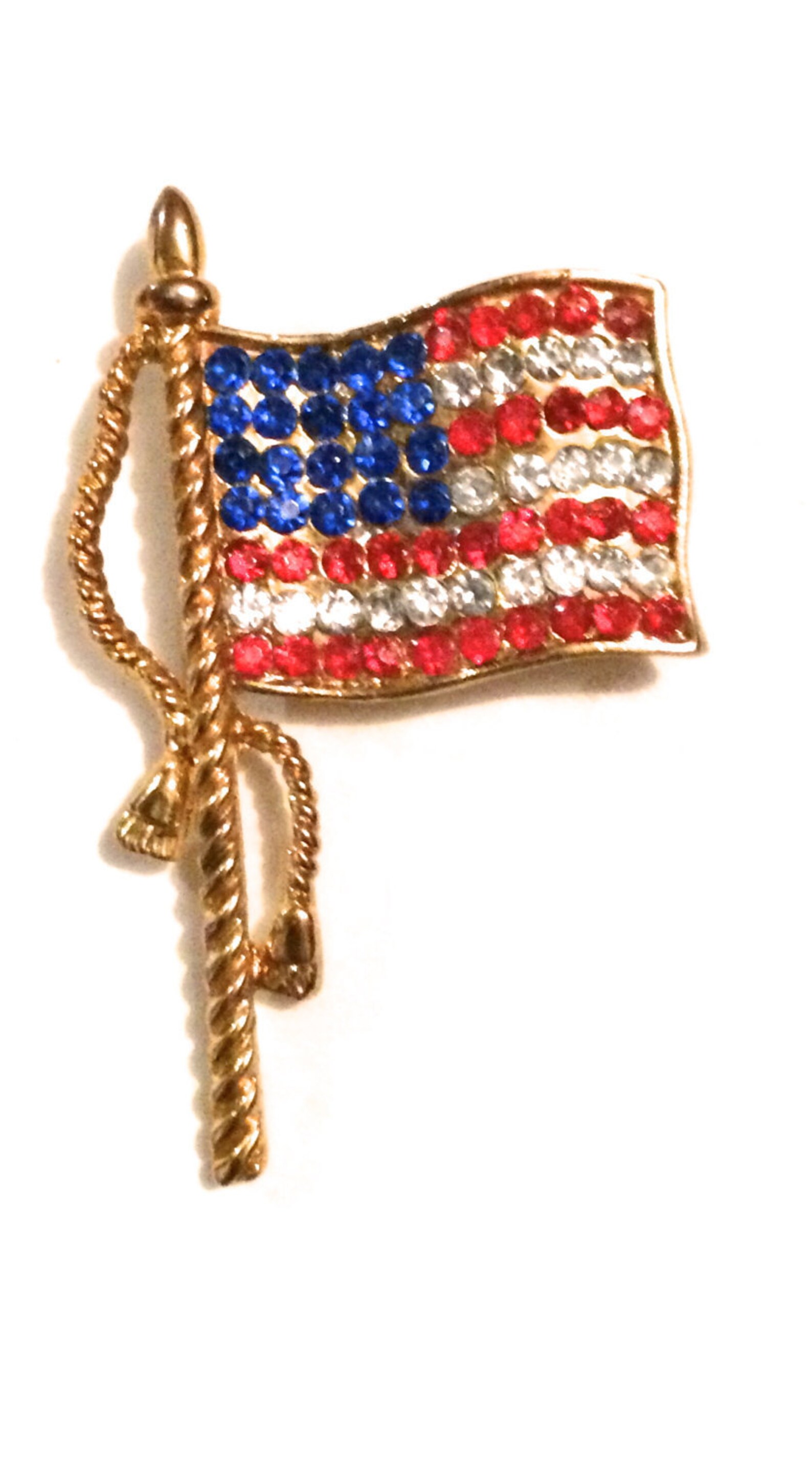 Rhinestone Flag Pin American Flag Pin Vintage Jewelry Flag | Etsy