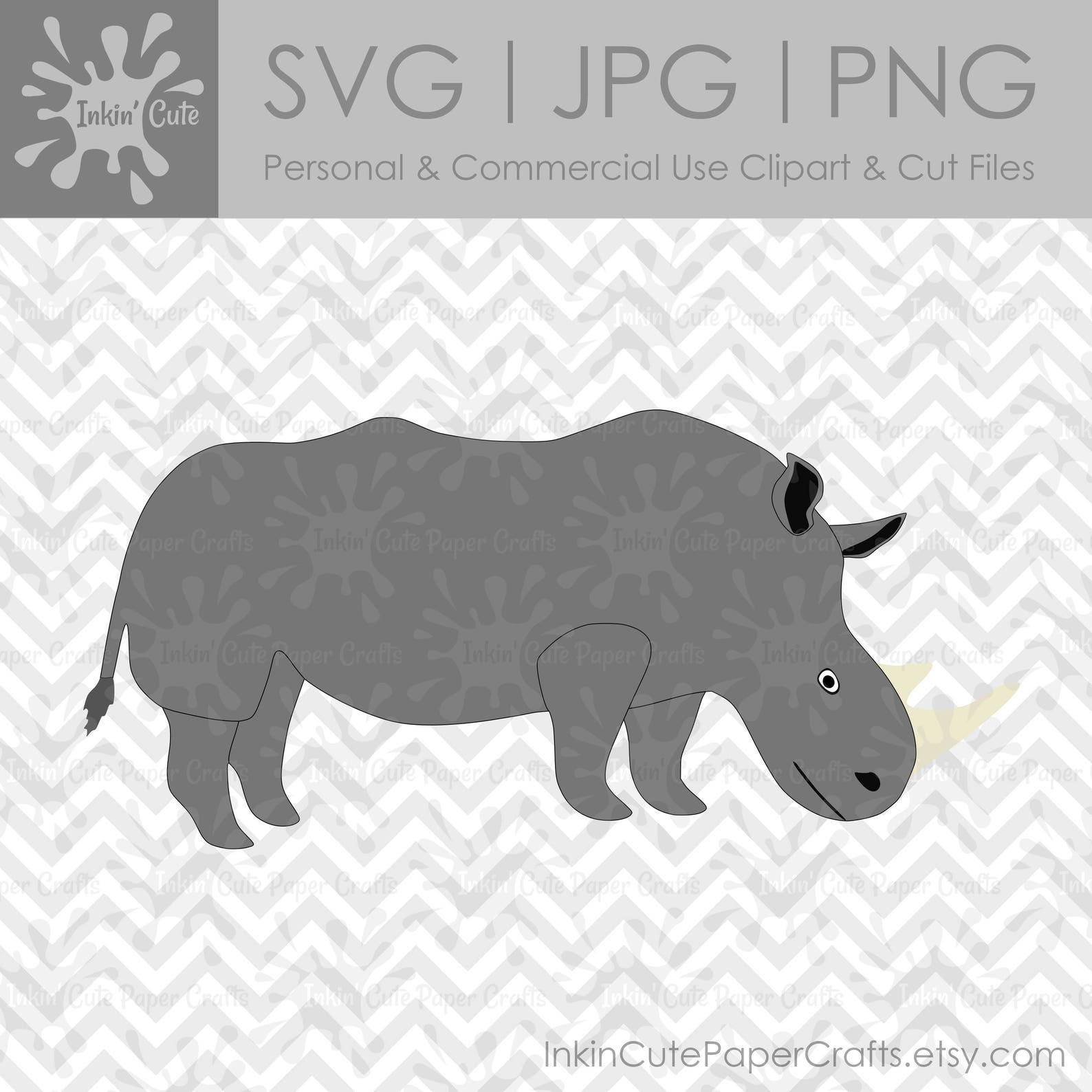 Rhino Clipart, Rhino SVG File, Rhino Cut File, African Safari Animal ...