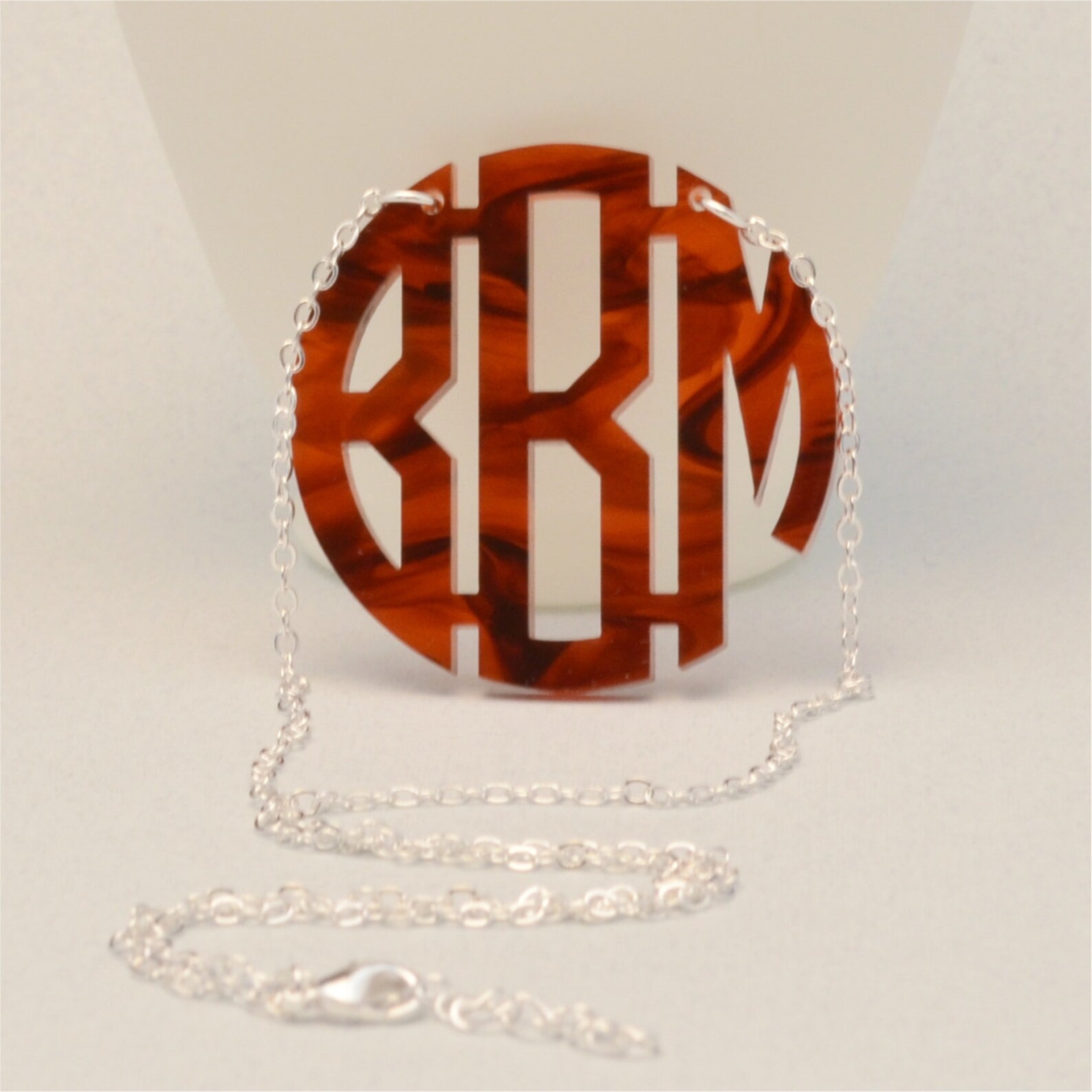 2.5 Inch Circle Monogram Acrylic Necklace Circle Monogram - Etsy