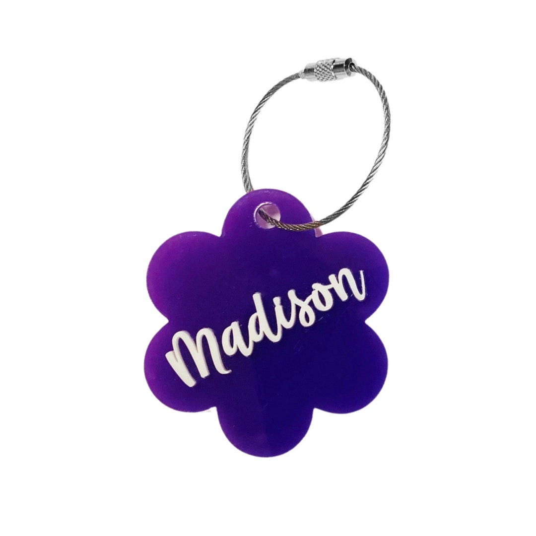Daisy Bag Tag, Beach Bag Tag, Diaper Bag Tag, Purple Daisy Acrylic ...