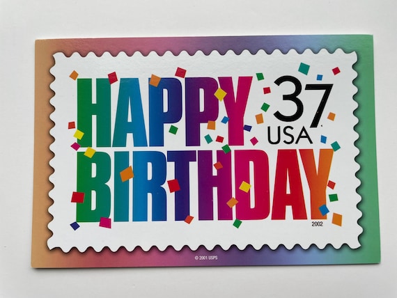 USPS Happy Birthday Stamp Commemorative Vintage Postcard | Etsy