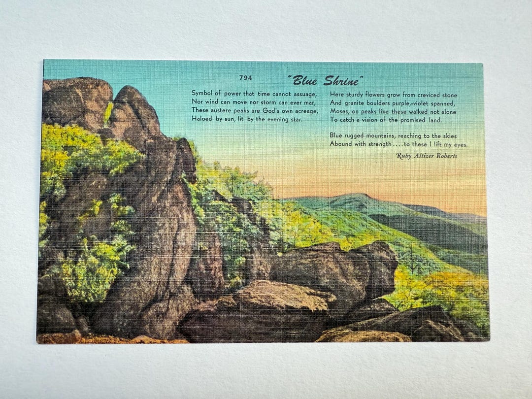 The Poem "blue Shrine" by Ruby Altizer Roberts, Vintage Linen Postcard ...