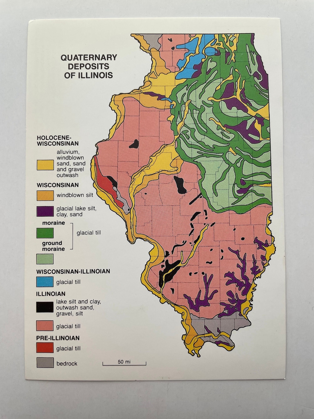 Quaternary Deposits of Illinois Map, From the Illinois State Geological ...