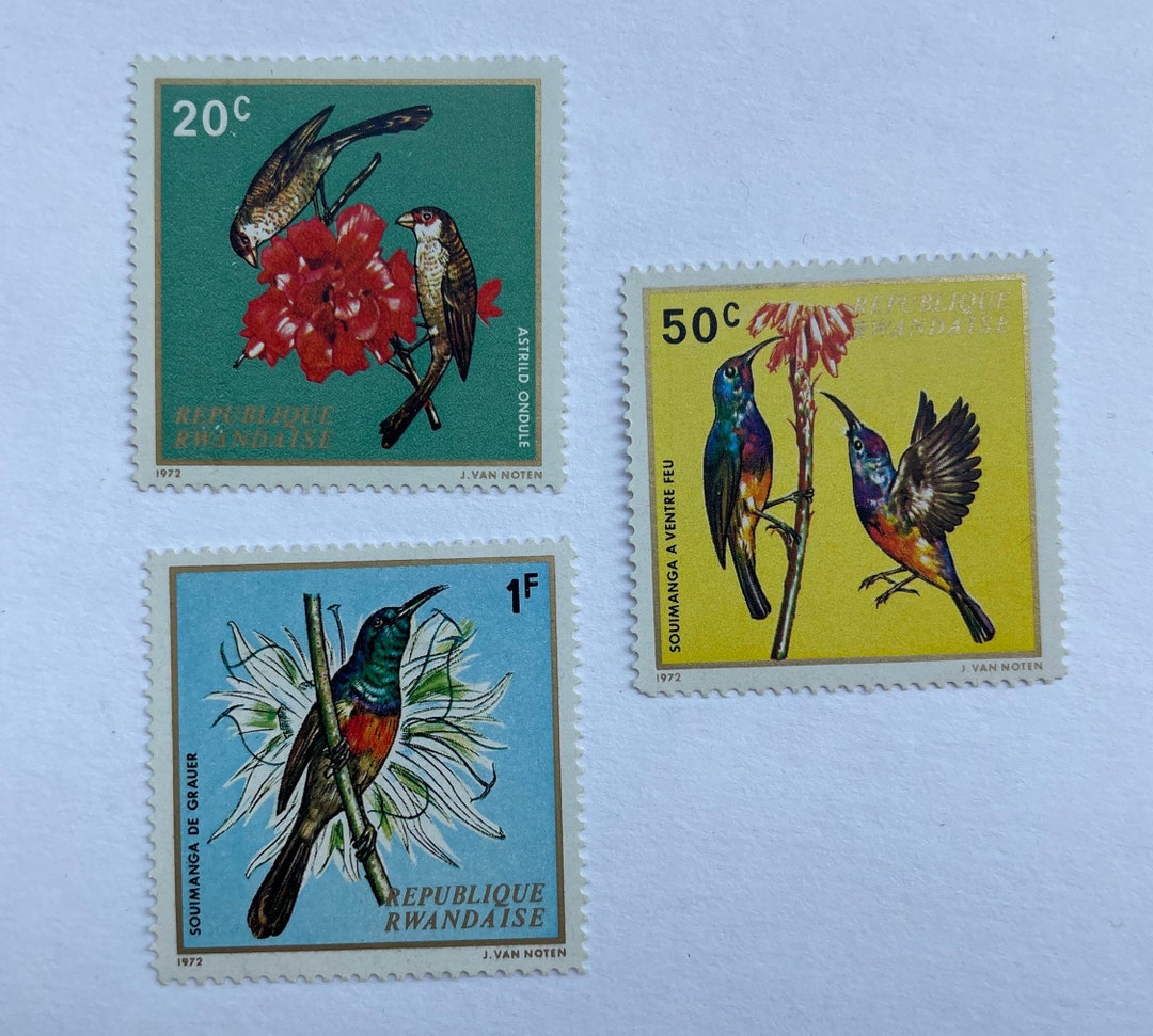 1970s Republique Rwandaise, Rwanda Bird Stamps, Vintage Postage Stamps ...