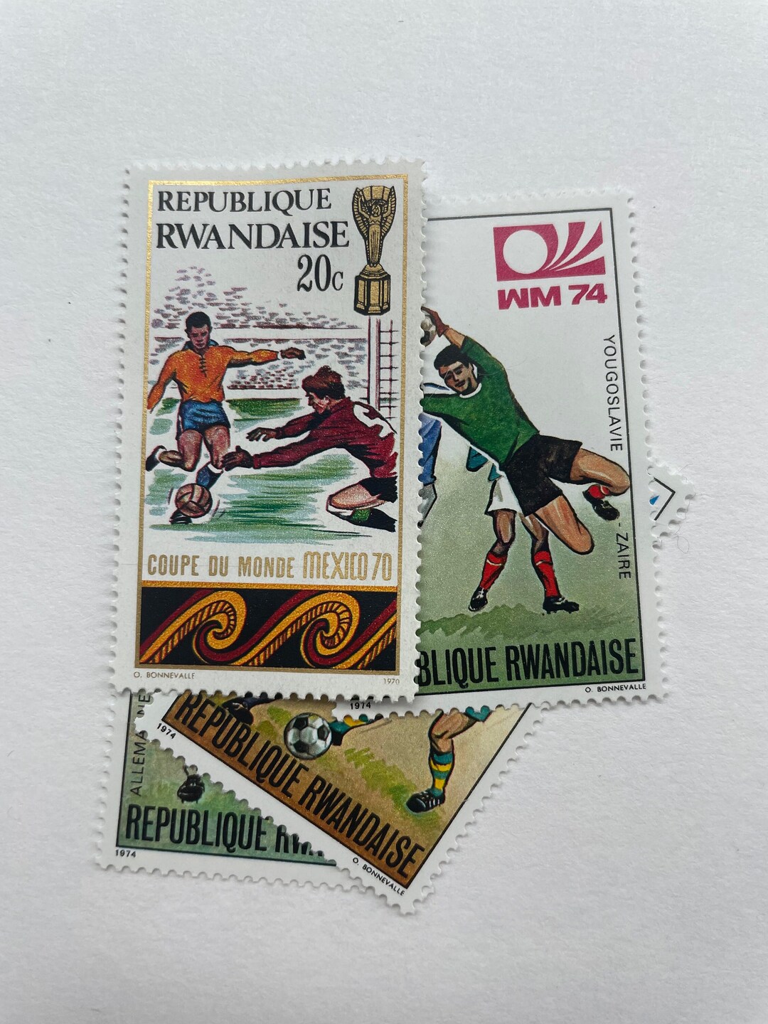 Set of 4 Rwandan World Football (soccer) Champion Vintage Postage ...