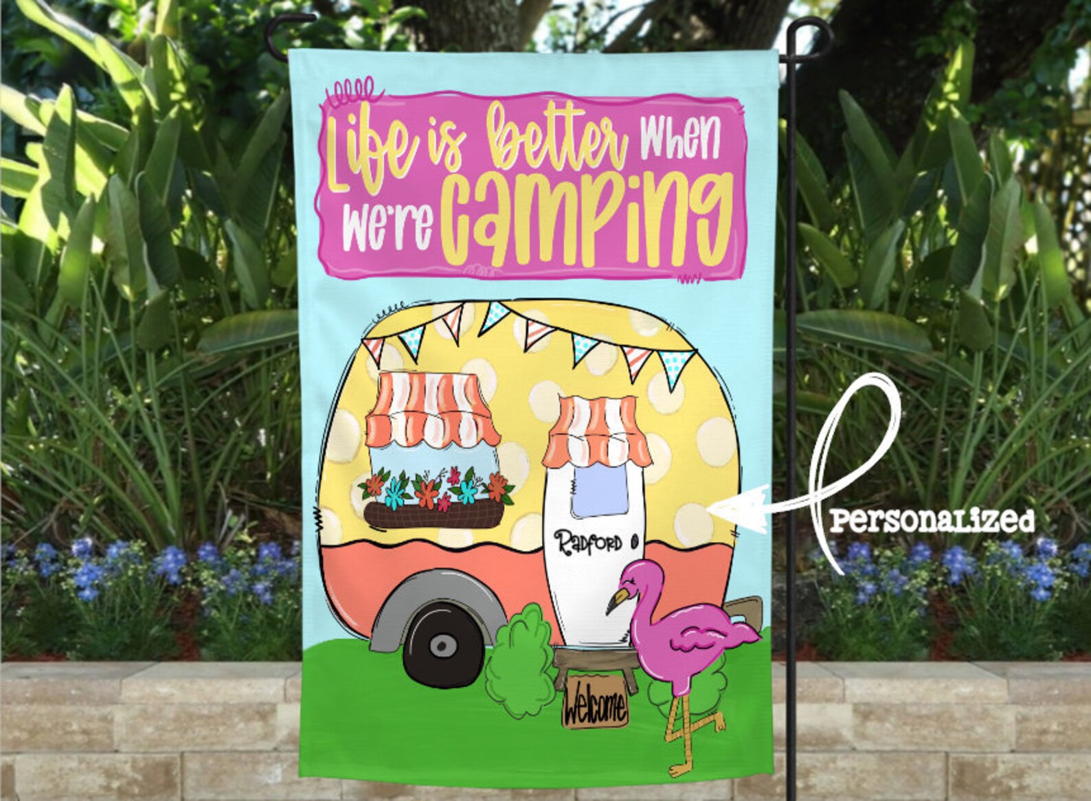Campground Flag Custom Flag For Camper or RV Happy Camper | Etsy
