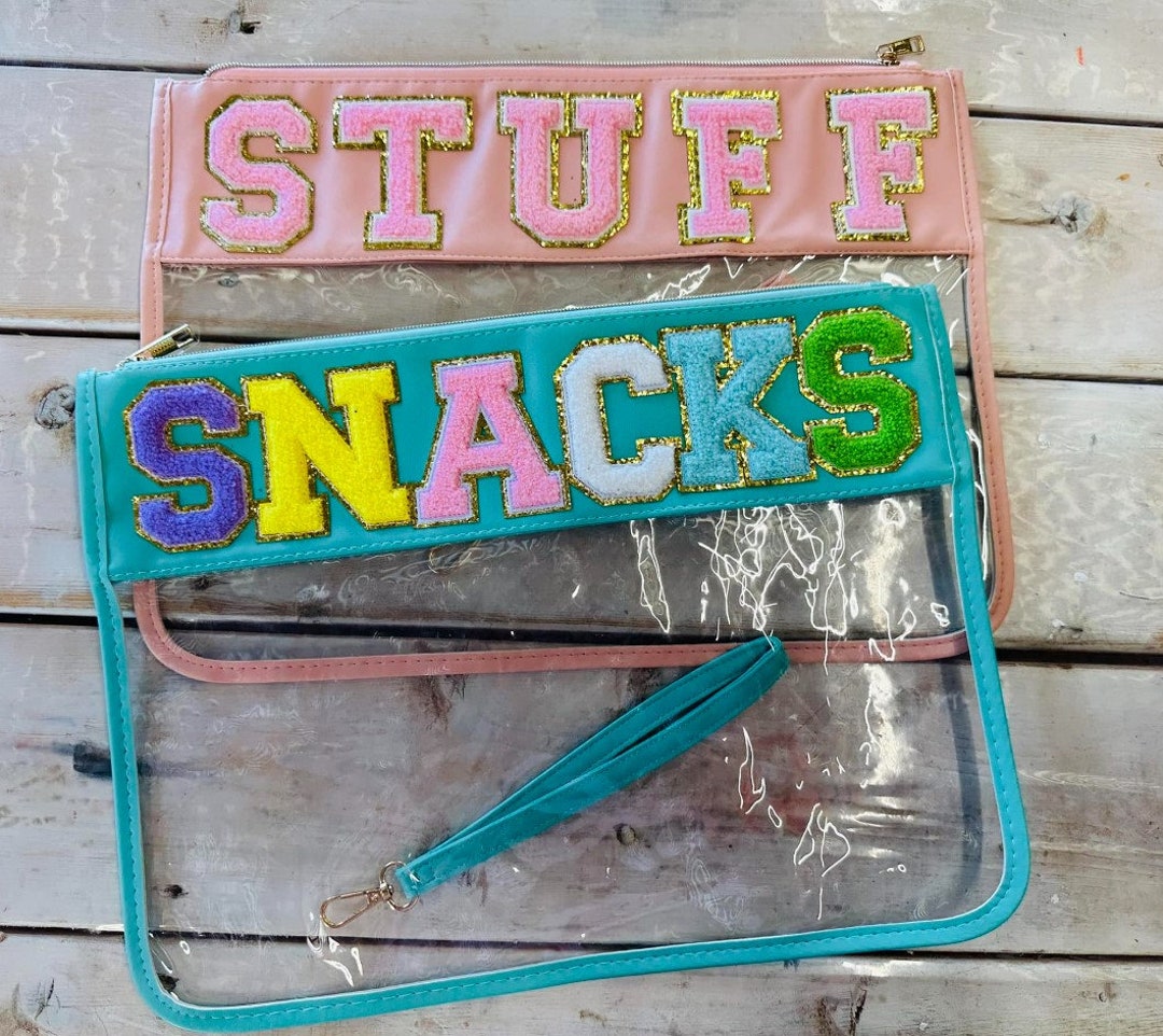 Extra Large Snacks Travel Bag, Clear Snack Bag, Chenille Patch Bag, Teach Bag, Snack Bag, Beach ...