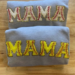 Mama Softball Patch Sweatshirt, Softball Mom Shirt, Baseball Chenille Varsity Patch Shirt ...