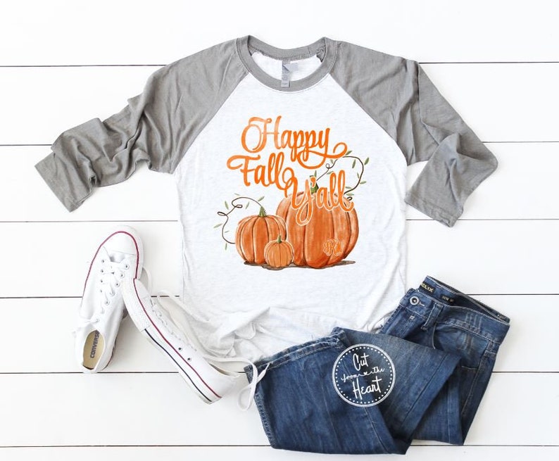 Thanksgiving Shirt Fall Baseball Tee Happy Fall Yall Fall | Etsy