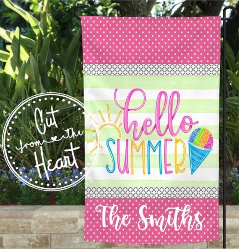 Personalized Hello Summer Garden Flag, Custom Pool Decor - Etsy