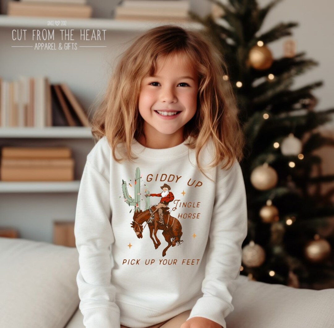 Giddy up Jingle Horse Kids Western Christmas, Kids Cowboy Santa ...