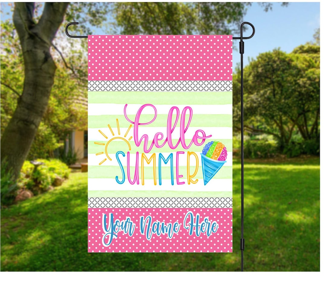 Personalized Hello Summer Garden Flag, Custom Pool Decor - Etsy