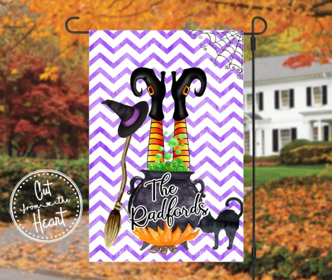 Halloween Witch Garden Flag With Personalized Name, Halloween Flag ...