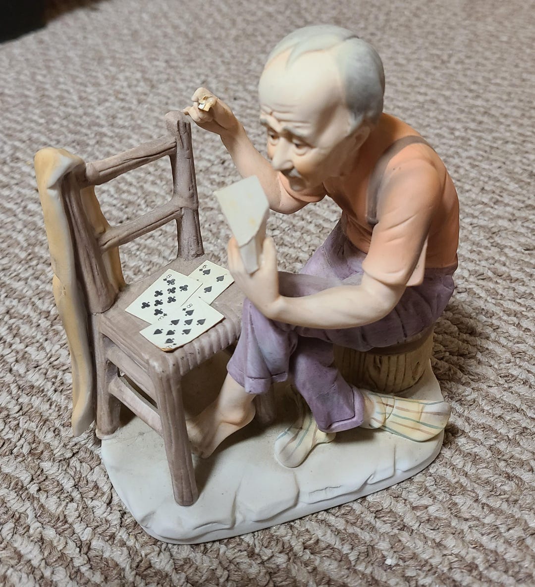 Vintage Lefton Hand Painted Old Man Playing Cards Figurine - Etsy