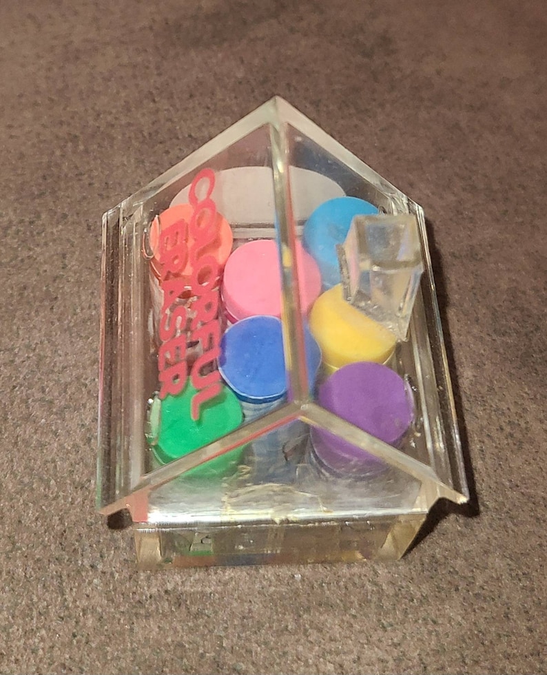 RARE Vintage 1976 Hello Kitty Sanrio Mini Erasers in Plastic House Case ...