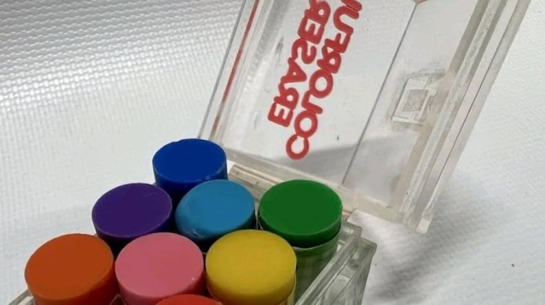 RARE Vintage 1976 Hello Kitty Sanrio Mini Erasers in Plastic House Case ...