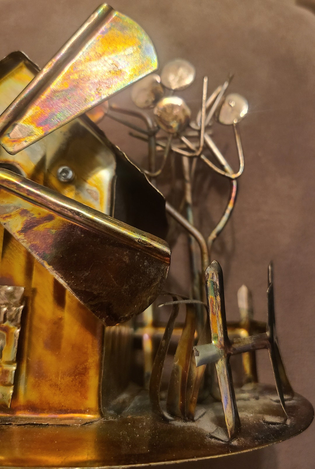 Vintage Chinese Craftsman Burnished Copper Metal Windmill Music Box. by ...