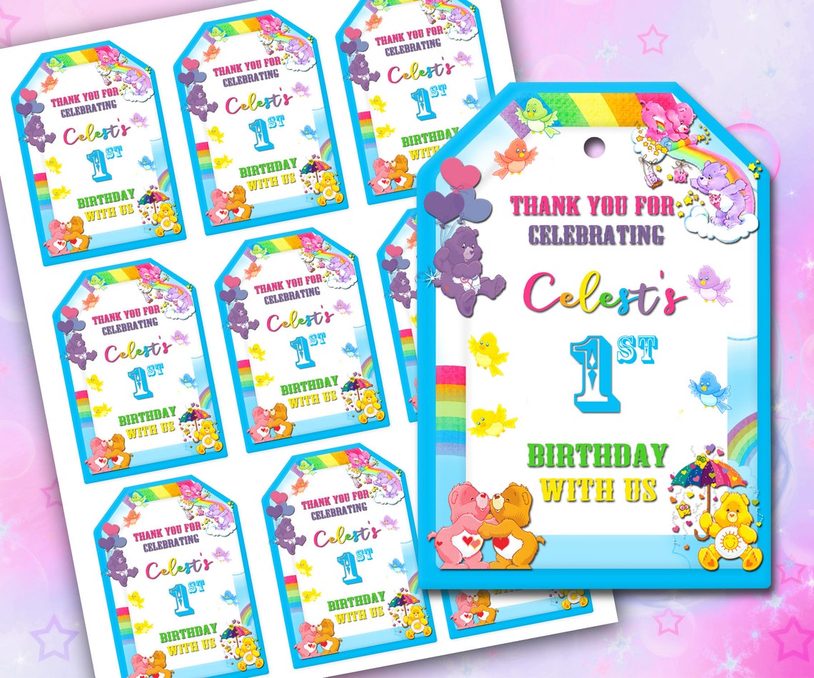Care Bears Thank You Favor Tags / Care Bears Birthday Party | Etsy