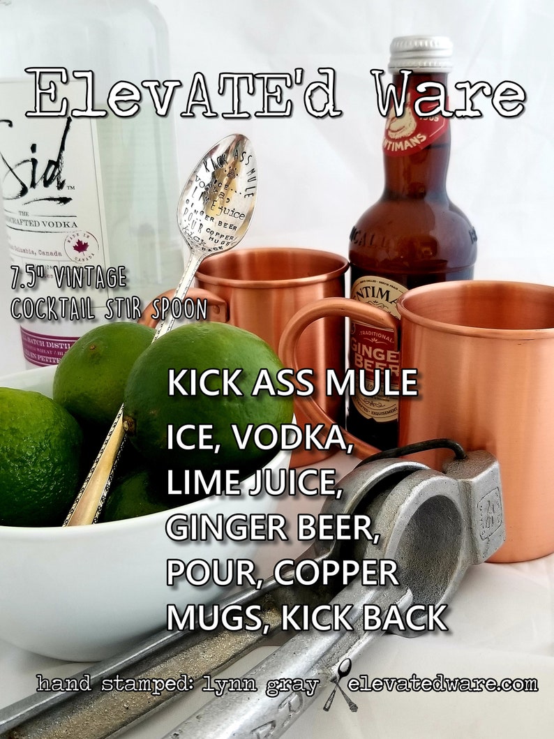 Hand Stamped COCKTAIL Spoon Kick Ass Mule... | Etsy