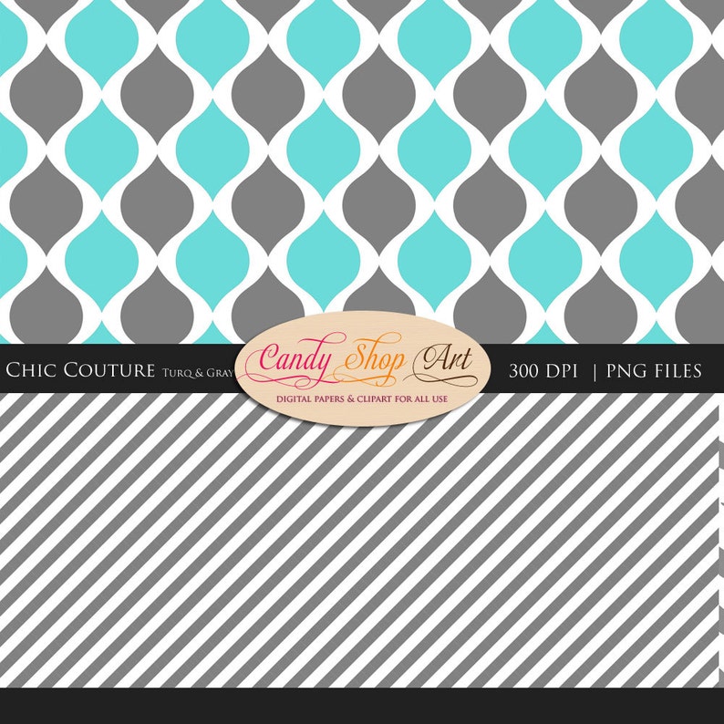 Turquoise and Gray Digital Pattern Sheets Printable Wedding - Etsy