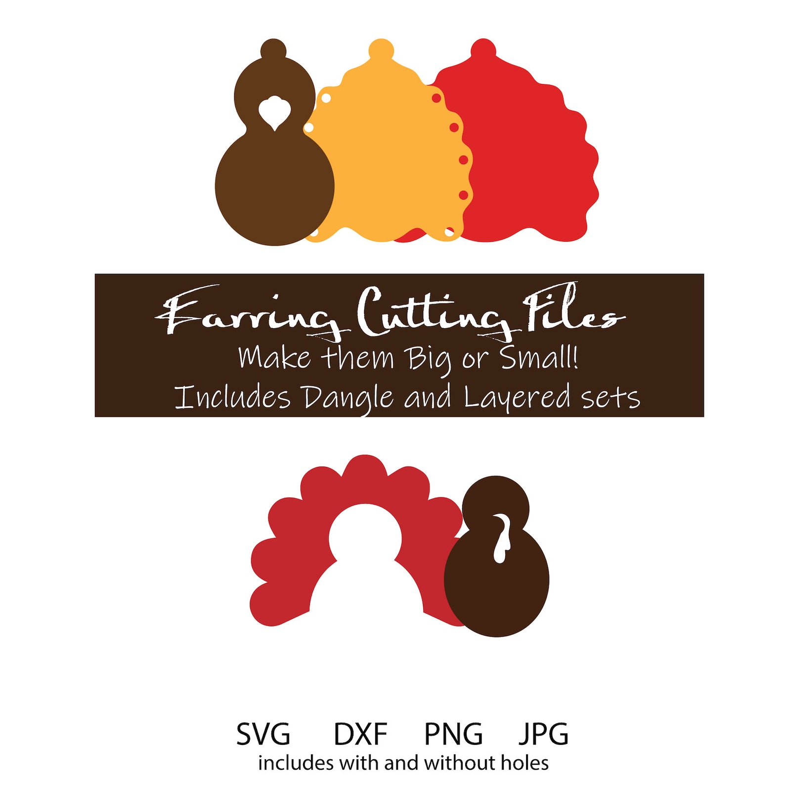 Turkey Earrings SVG – Thanksgiving Earring Template (cut Files) - Etsy