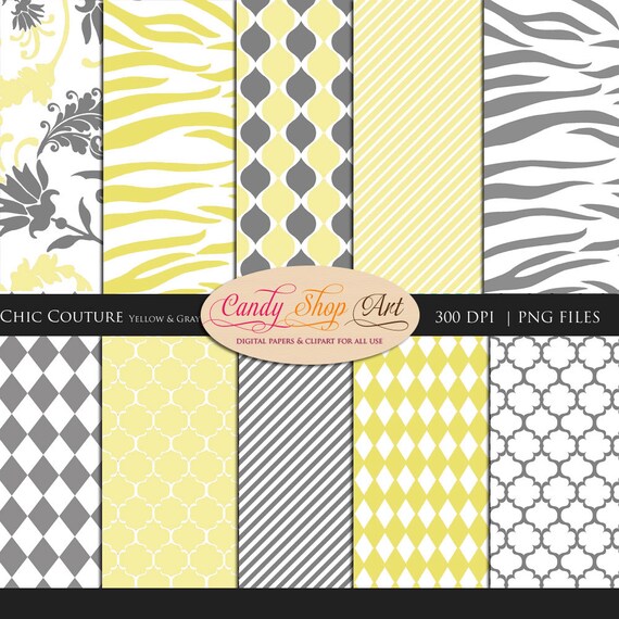 Instant Download Yellow and Gray Digital Pattern Sheets | Etsy