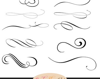 Decorative Swashes Swirls Calligraphy Swashes Clip Art | Etsy