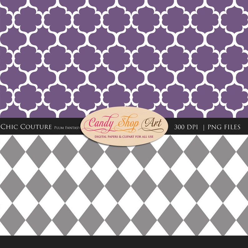 Purple and Gray Digital Pattern Sheets, Printable, Wedding, Baby ...